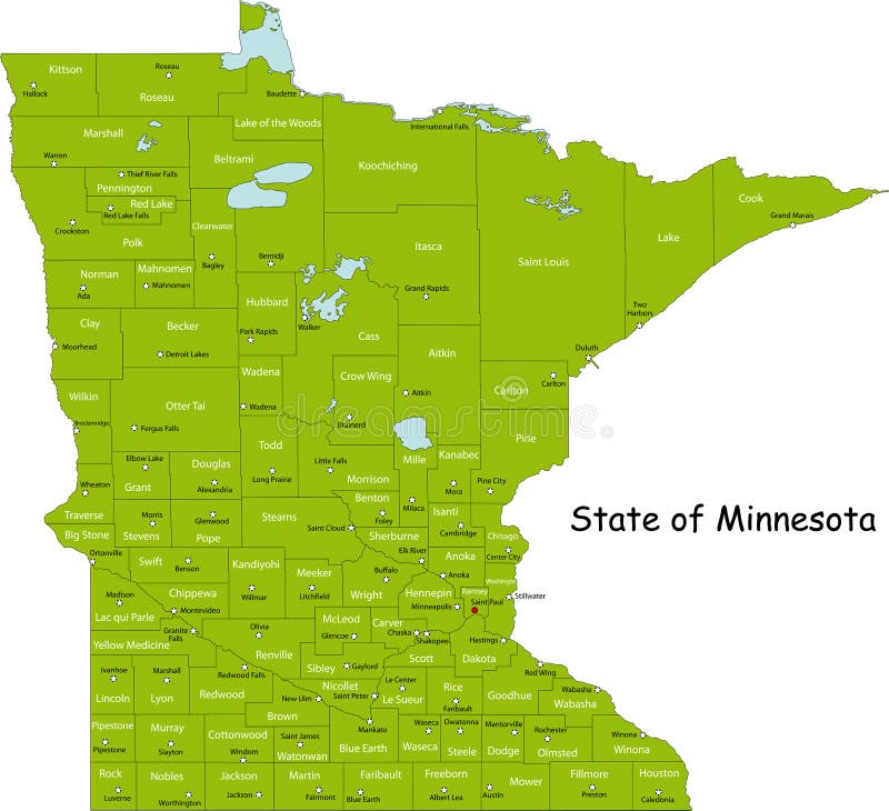 Mapa de Minnesota ilustração do vetor. Ilustração de limite - 10237898