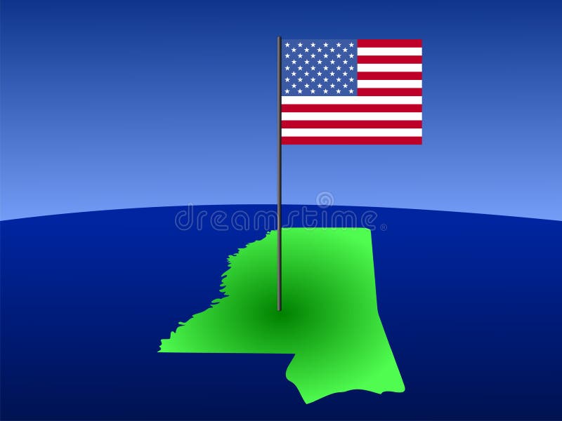 Mapa De Mississippi Com Bandeira Ilustração Stock - Ilustração de ...