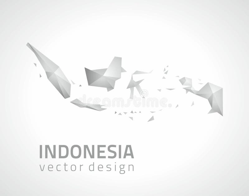 O Mapa De Indonésia Do Mosaico Poligonal Alinha a Rede, Raios ...