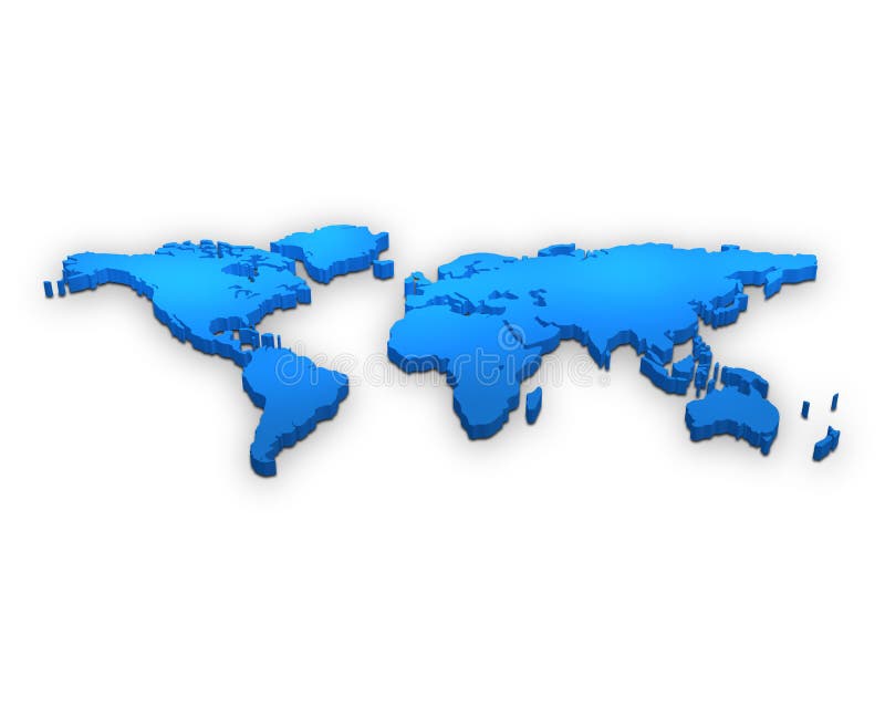 Mapa de mundo azul. 3D ilustração stock. Ilustração de espanha - 15308441