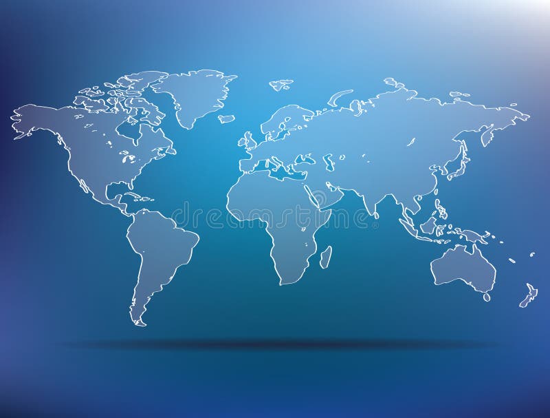 Mapa de mundo azul ilustração do vetor. Ilustração de geografia - 125147403
