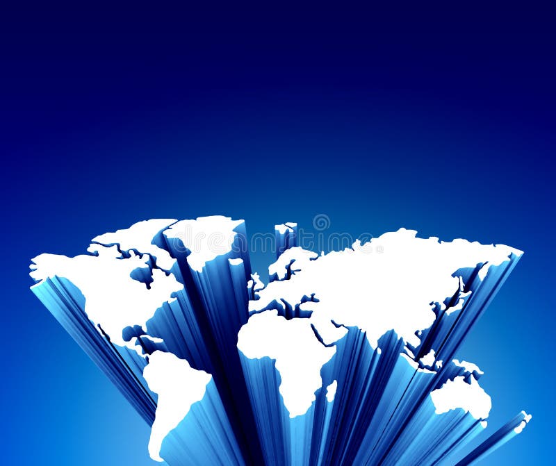 Mapa de mundo no azul ilustração stock. Ilustração de continentes ...