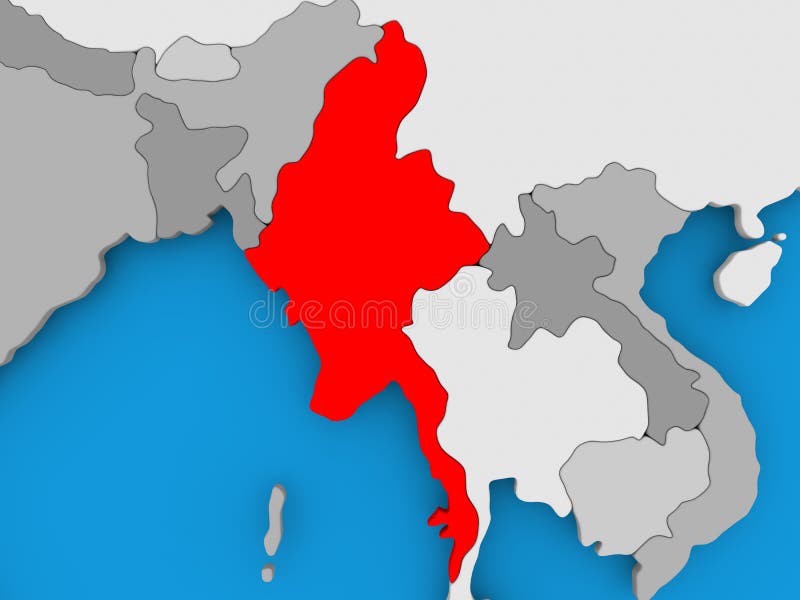 Mapa de Myanmar ilustração stock. Ilustração de birmânia - 98910233