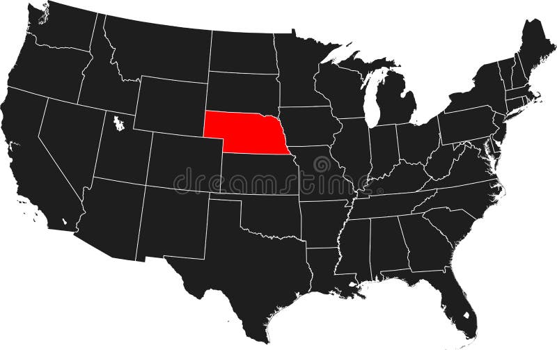 Mapa de nebraska ilustración del vector. Ilustración de america - 205764936