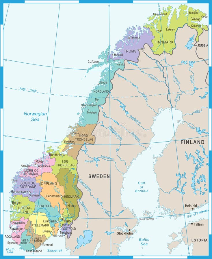 Mapa De Noruega - Ejemplo Del Vector Stock de ilustración - Ilustración ...