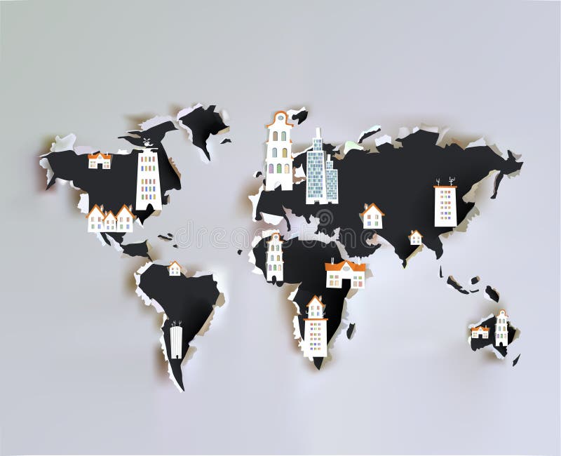 Mapa de papel rasgado ilustración del vector. Ilustración de globo ...