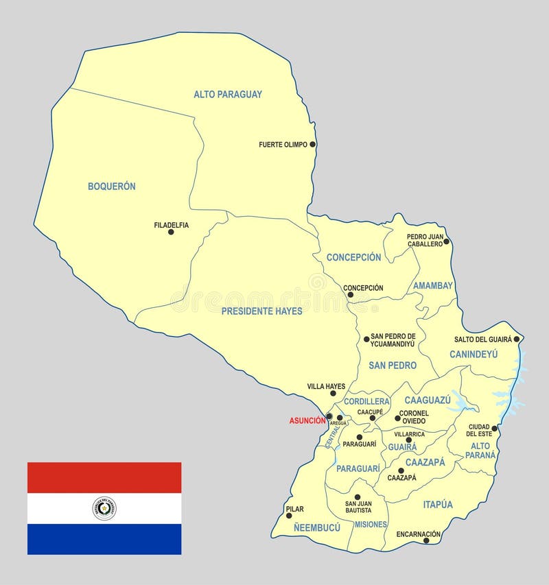 Mapa de Paraguay ilustración del vector. Ilustración de administrativo ...