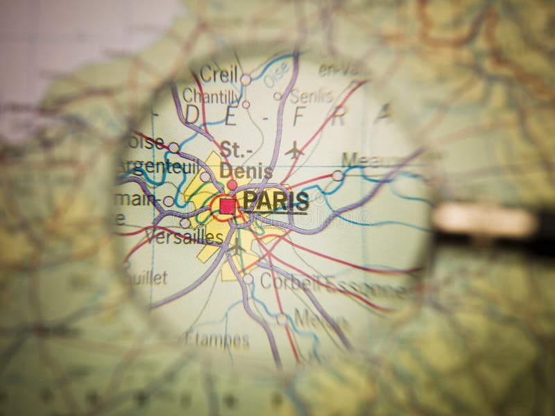 Mapa de Paris imagem de stock. Imagem de aeroporto, macro - 6706141