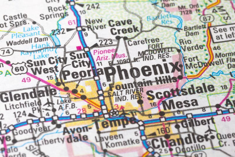Mapa De Phoenix En Arizona Usa. Imagen de archivo editorial - Imagen de ...