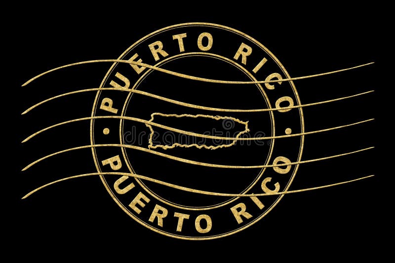 Mapa De Puerto Rico Sello Postal De Viaje Stock de ilustración ...