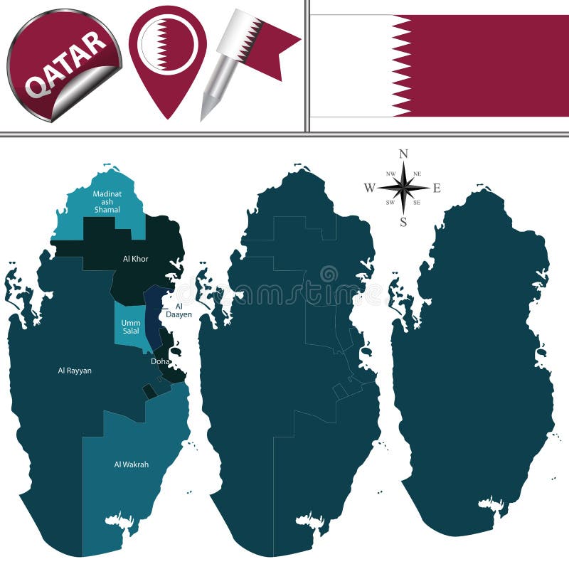 Mapa político de Qatar ilustración del vector. Ilustración de pista ...
