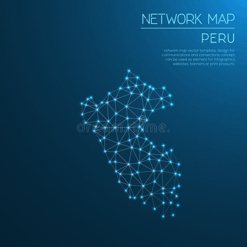 Mapa De La Red De Perú. Conexiones Digitales De País. Ilustración del ...