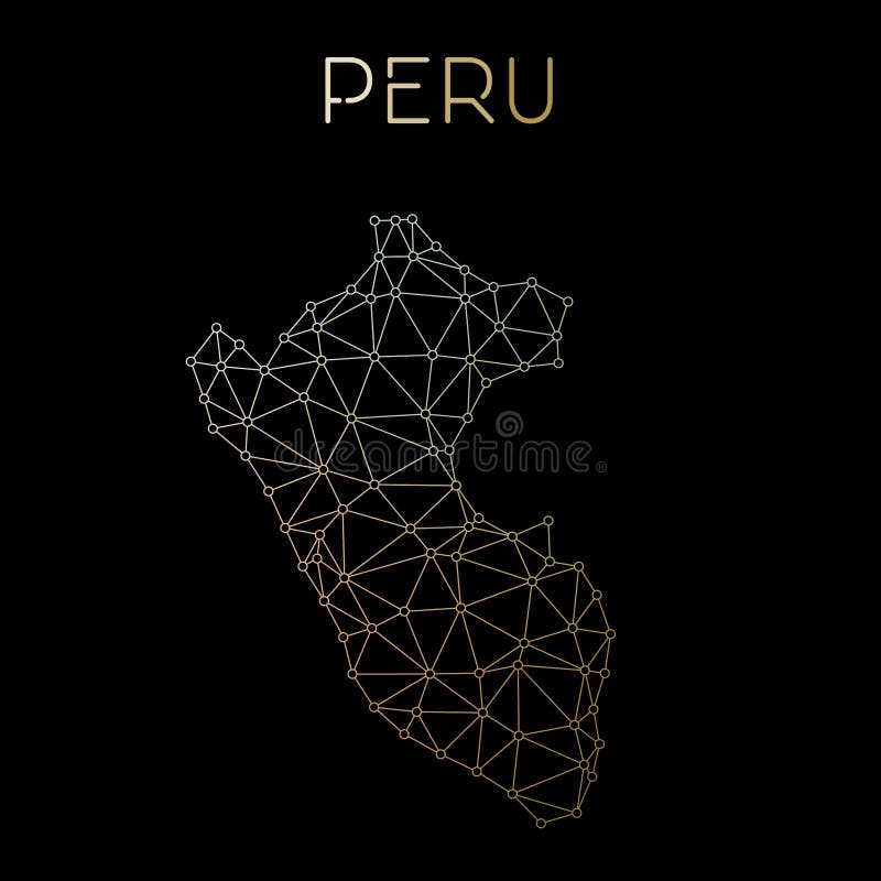Mapa De La Red De Perú. Conexiones Digitales De País. Ilustración del ...
