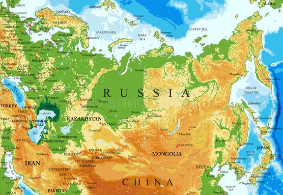 Mapa de relevo de Rússia ilustração do vetor. Ilustração de oceano ...