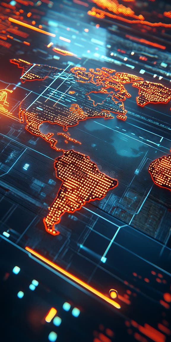Mapa De Resumen Digital Con Efecto Brillante Y Patrones De Datos Stock de ilustración ...