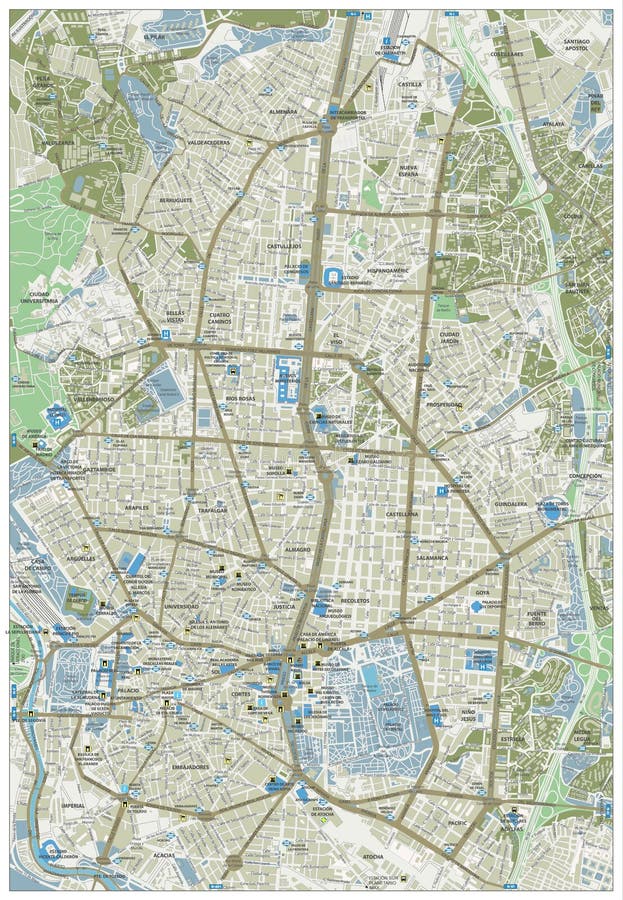 Mapa de ruas do Madri ilustração do vetor. Ilustração de madri - 87859918