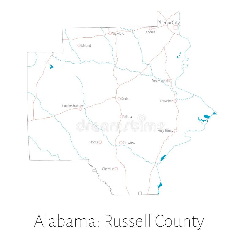 Mapa De Russell County Em Alabama Ilustração do Vetor - Ilustração de ...