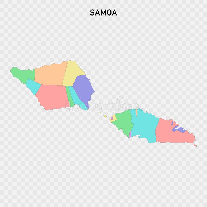 Mapa De Samoa De Color Aislado Con Fronteras Ilustración del Vector ...
