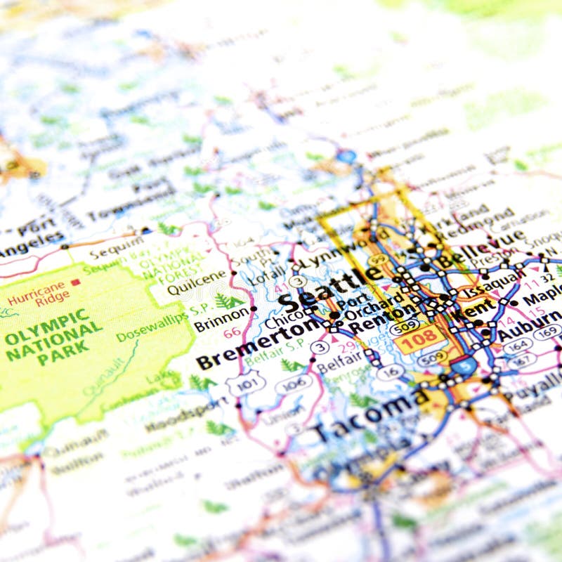 Mapa de Seattle imagen de archivo. Imagen de recorrido - 42374205