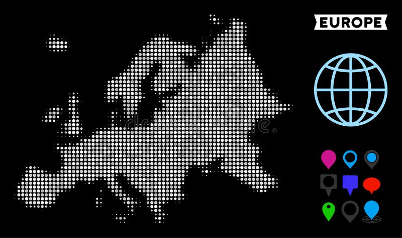 Mapa De Semitono De Europa Del Pixel Ilustración del Vector ...