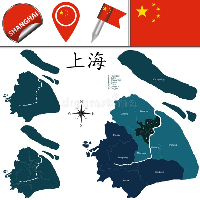 Mapa De Shanghai Com Distritos Ilustração do Vetor - Ilustração de mapa ...