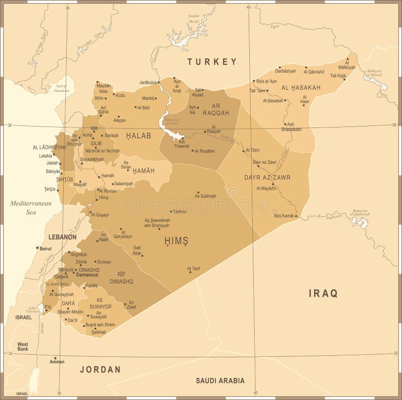 Mapa De Siria - Ejemplo Detallado Del Vector Stock de ilustración ...