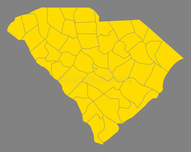 Mapa de South Carolina ilustração do vetor. Ilustração de amarelo ...