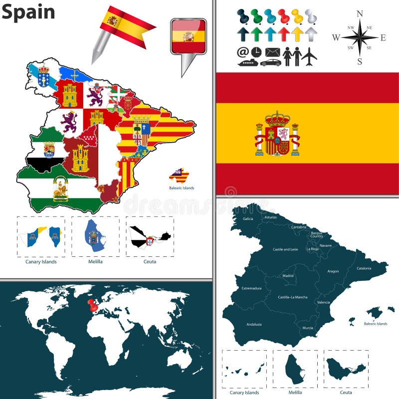 Mapa de Spain ilustração do vetor. Ilustração de andaluzia - 50813940