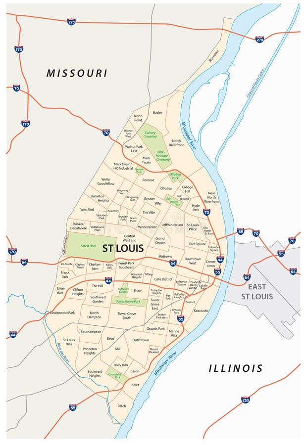 Mapa de St. Louis ilustración del vector. Ilustración de administrativo ...