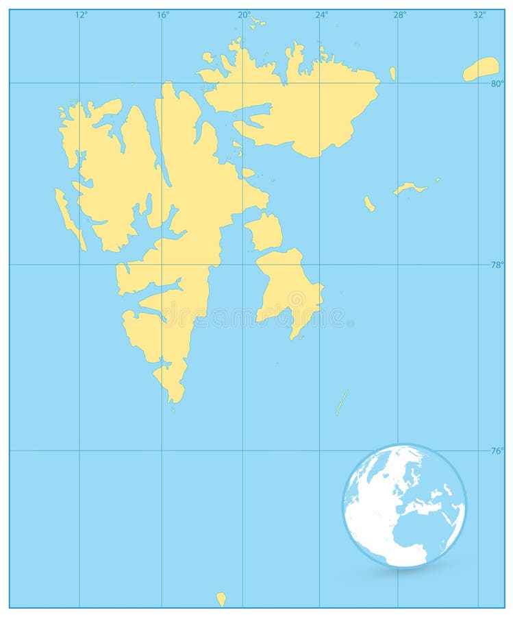 Mapa Político De La Isla De Svalbard, De Jan Mayen Y De Oso Ilustración ...