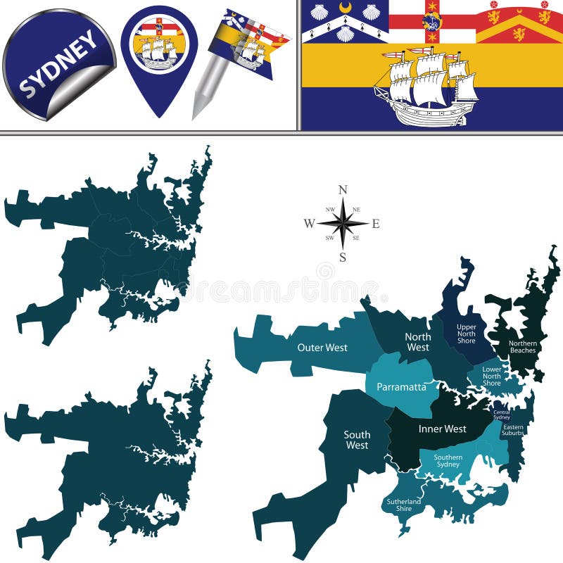 Mapa de sydney ilustración del vector. Ilustración de fronteras - 187654069