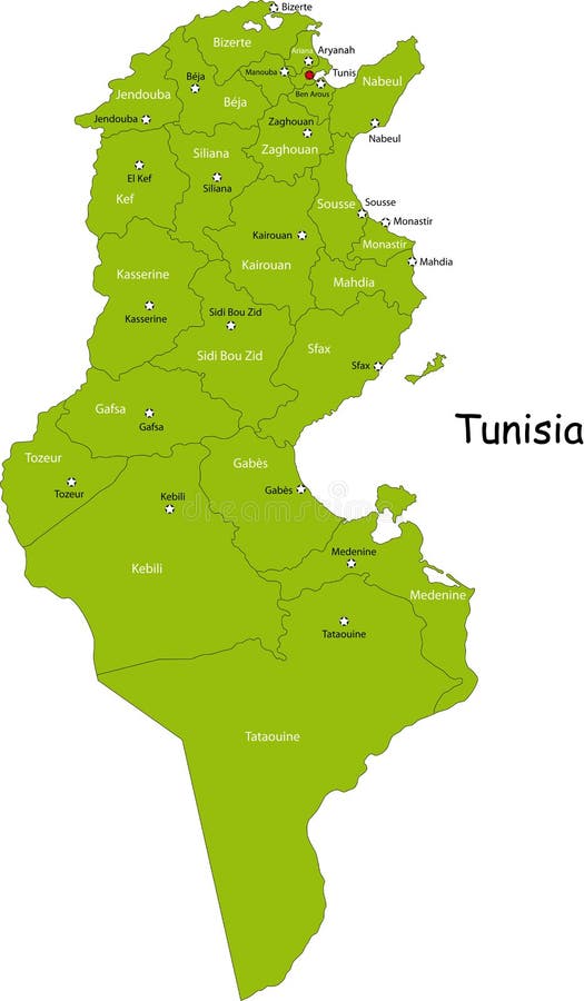 Mapa de Tunísia ilustração do vetor. Ilustração de corte - 9722668