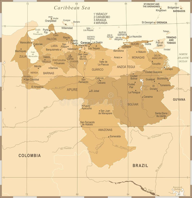 Mapa De Venezuela - Ejemplo Detallado Del Vector Stock de ilustración ...