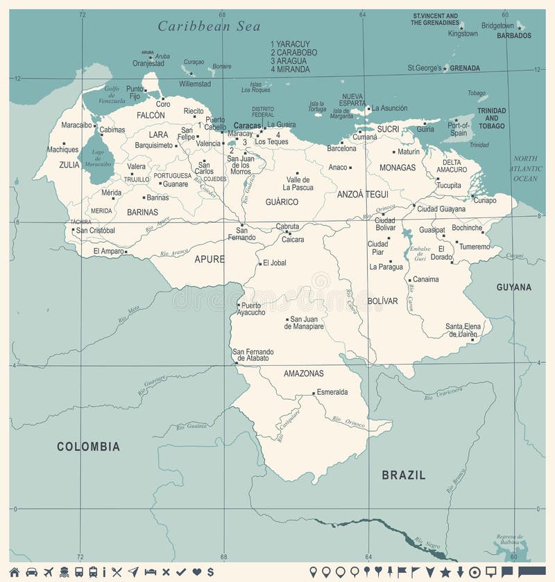 Mapa De Venezuela - Ejemplo Detallado Del Vector Stock de ilustración ...