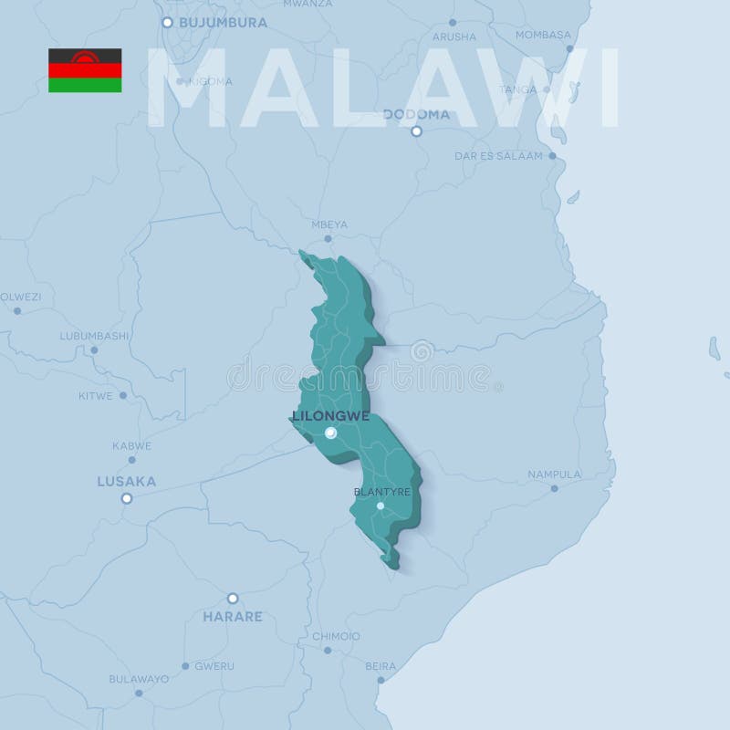 Mapa De Verctor Das Cidades E Das Estradas Em Malawi Ilustração do ...
