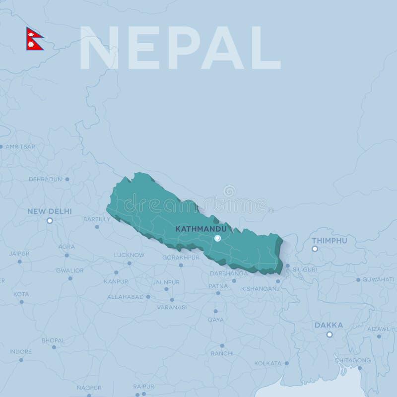 Mapa De Verctor Das Cidades E Das Estradas Em Nepal Ilustração do Vetor ...