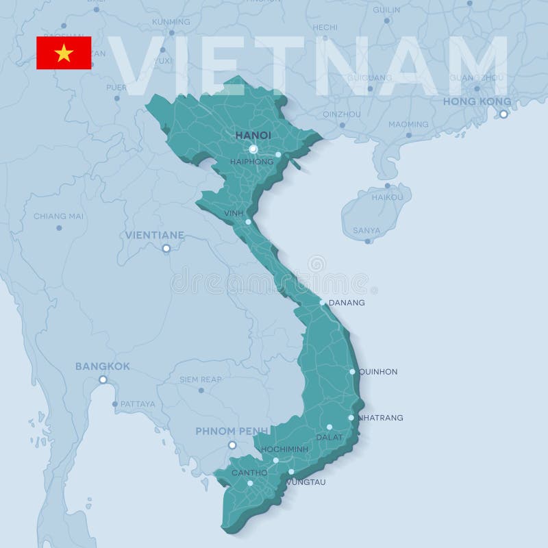 Mapa De Verctor Das Cidades E Das Estradas Em Vietname Ilustração do ...