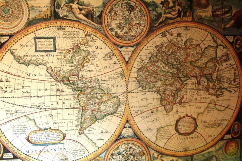 Mapa Viejo Del Mundo, Impreso En 1587 Imagen de archivo - Imagen de ...