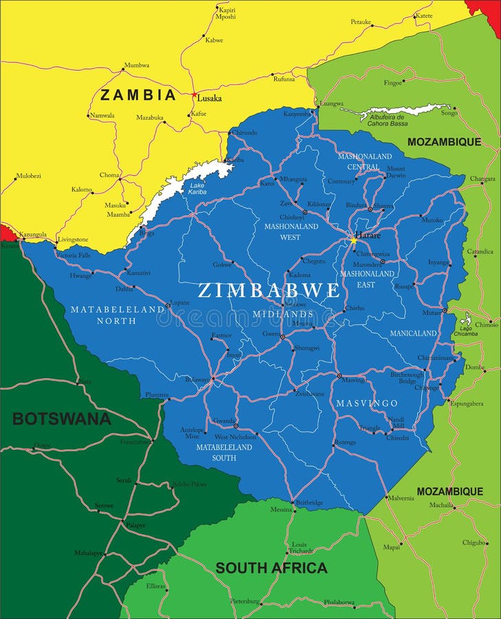 Mapa de Zimbabwe ilustração do vetor. Ilustração de zâmbia - 31520323