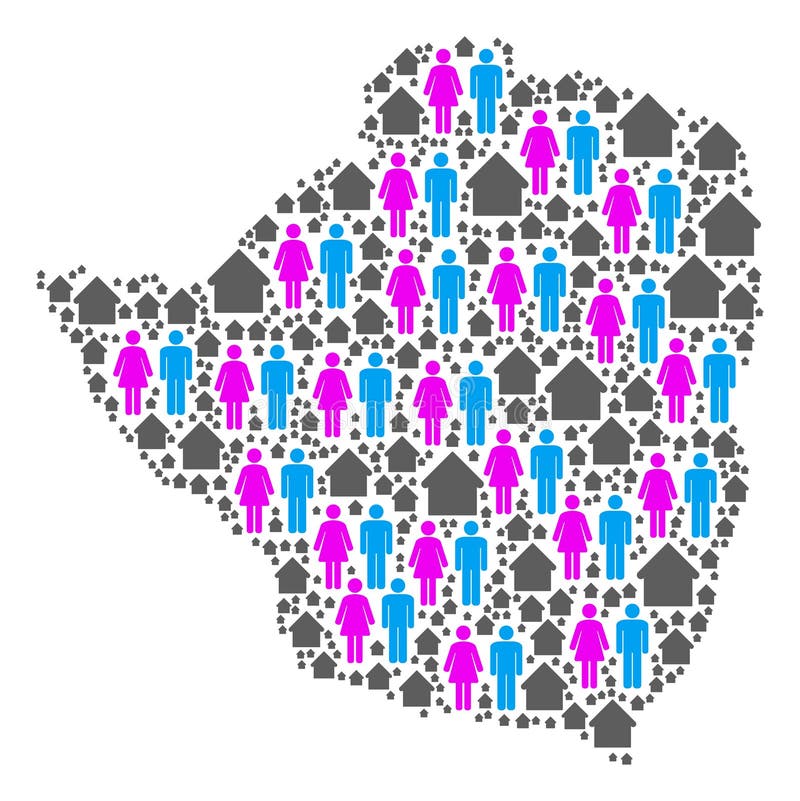 Mapa de Zimbabwe dos povos ilustração do vetor. Ilustração de geografia ...