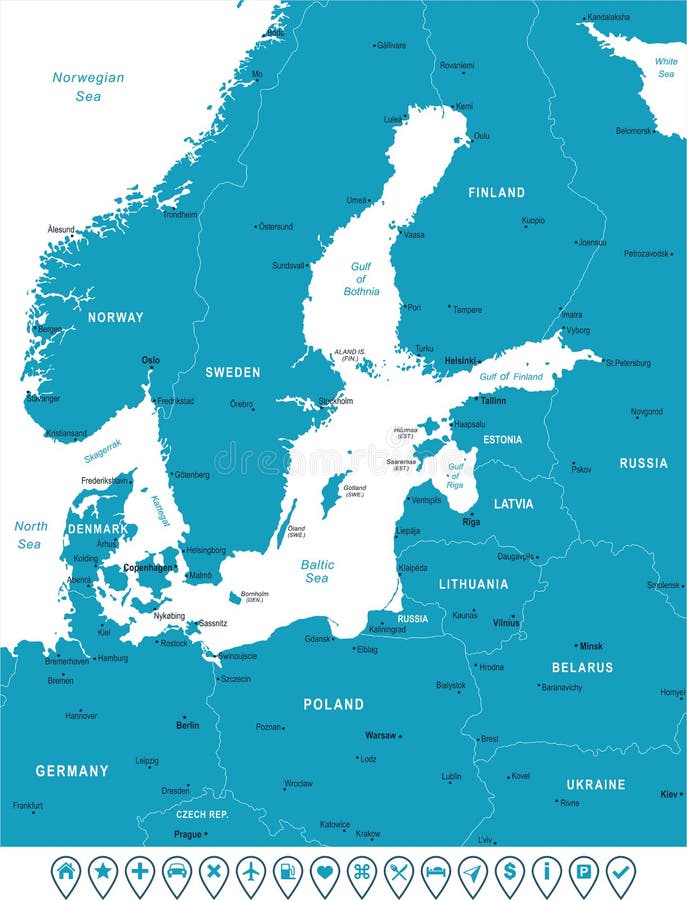 Mapa Político Del área De Mar Báltico Ilustración del Vector ...