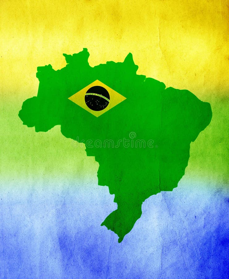 Mapa Del Brasil Y Colores De La Bandera Stock de ilustración ...