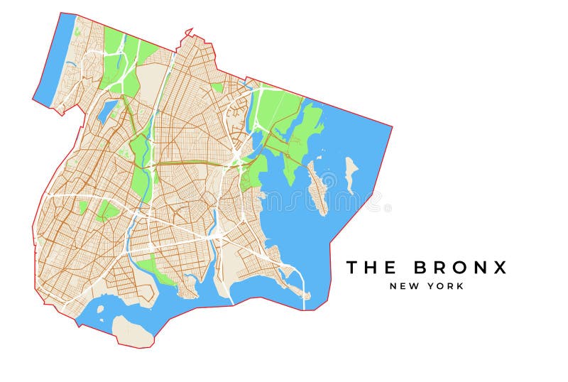 Mapa Del Bronx, Nueva York, Los E.E.U.U. Del Vector Ilustración del ...