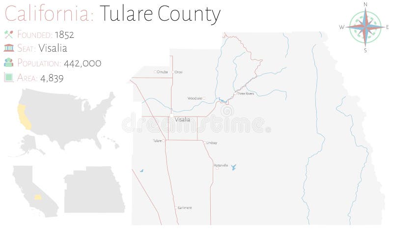 Sistema Del Mapa Del Esquema Del Condado De Tulare, California ...
