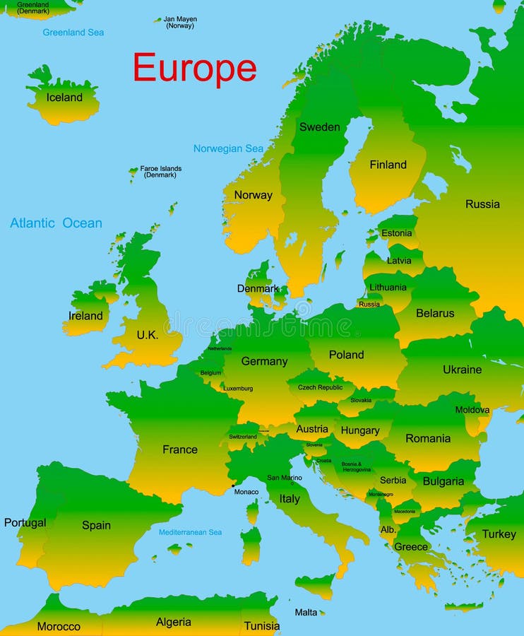 Mapa Del Continente Europeo Stock de ilustración - Ilustración de ...
