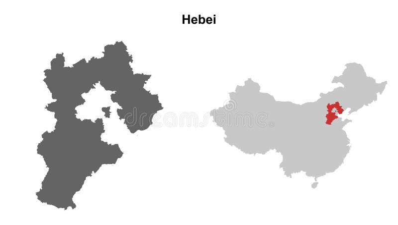 Mapa del esquema de Hebei ilustración del vector. Ilustración de icono ...