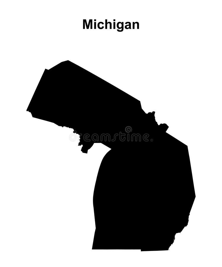 Mapa Del Esquema De Michigan Ilustración del Vector - Ilustración de ...
