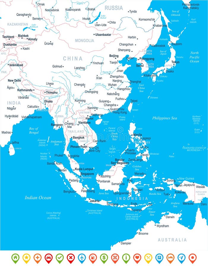 Mapa Del Este De Asia - Ejemplo Del Vector Stock de ilustración ...
