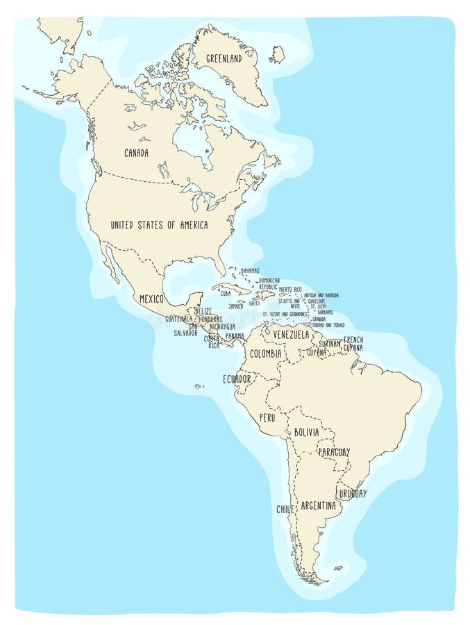 Mapa Garabateado Del Continente Americano Ilustración del Vector ...