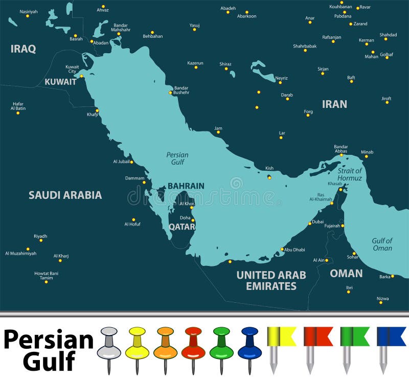 Mapa del Golfo Pérsico ilustración del vector. Ilustración de ...